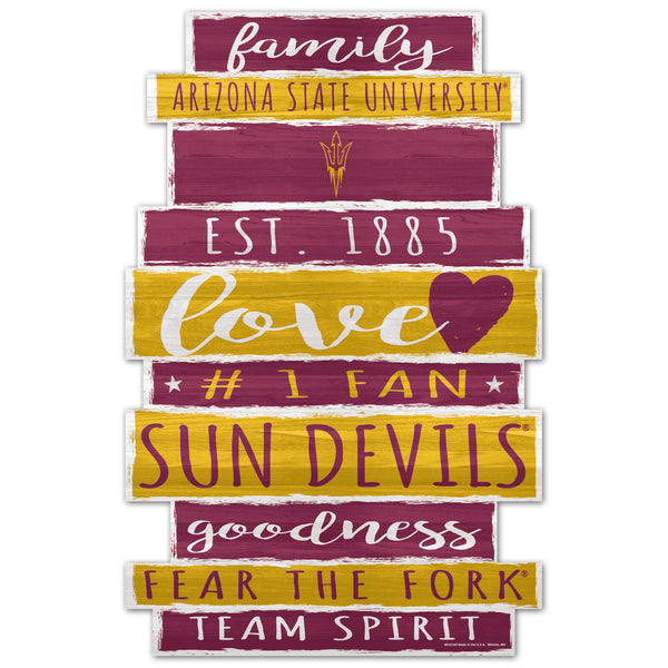 Arizona State Sun Devils Sign 11x17 Wood Family Word Design – Team Fan Cave