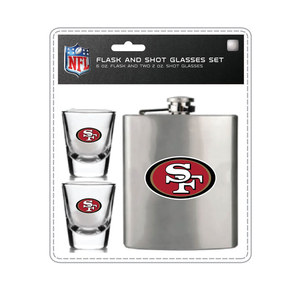 San Francisco 49ers Flask and Shot Glass Set – Team Fan Cave