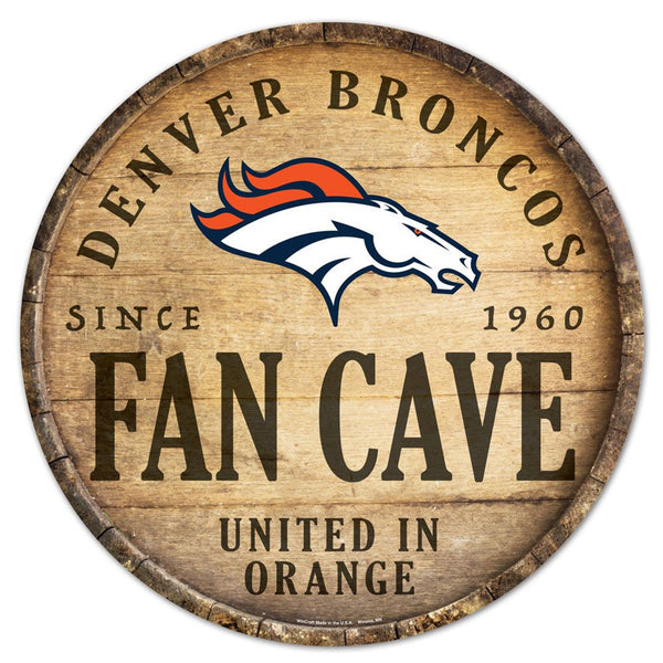 Denver Broncos Wood Barrel Top Sign – Team Fan Cave
