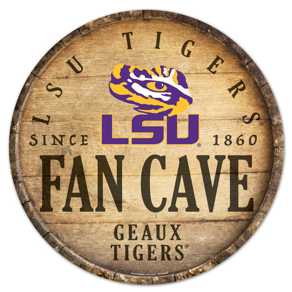 LSU Tigers Wood Barrel Top Sign – Team Fan Cave