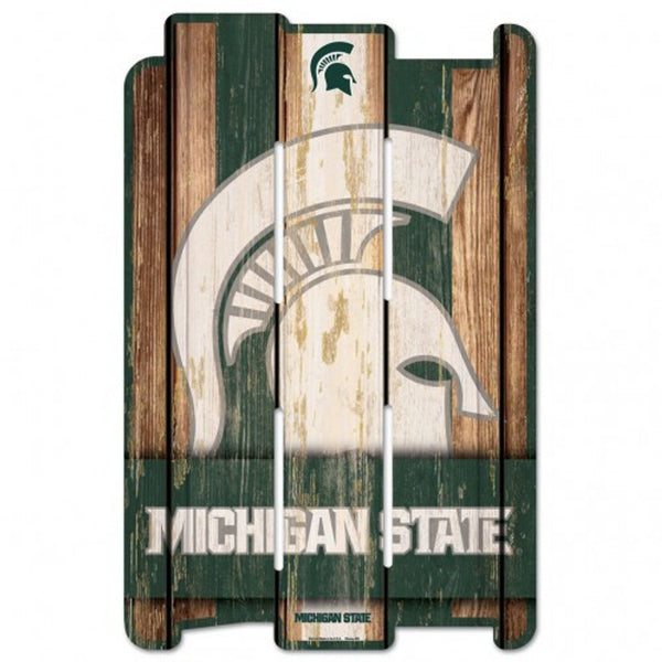 Michigan State Spartans Sign 11x17 Wood Fence Style – Team Fan Cave