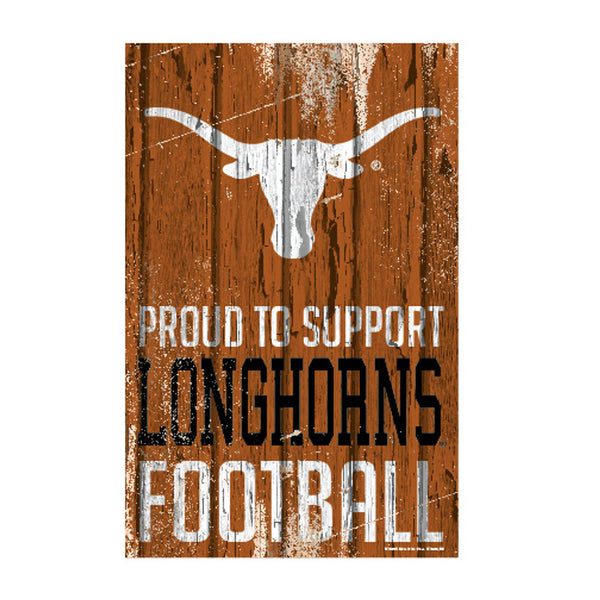 Texas Longhorns Sign 11x17 Wood Proud to Support Design – Team Fan Cave